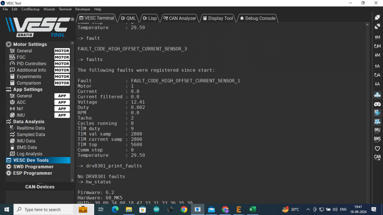 FAULT_CODE_HIGH_OFFSET_CURRENT_SENSOR_3 | VESC Project